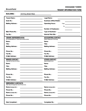 Fillable Online Tenant Information Form.xls Fax Email Print - pdfFiller