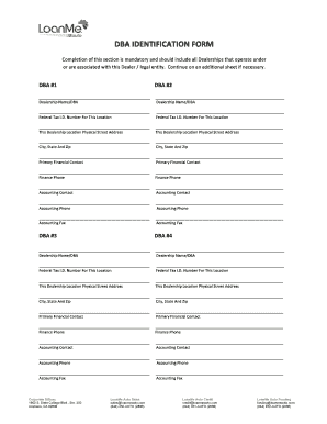 Fillable Online DBA IDENTIFICATION FORM - LoanMe Fax Email Print ...
