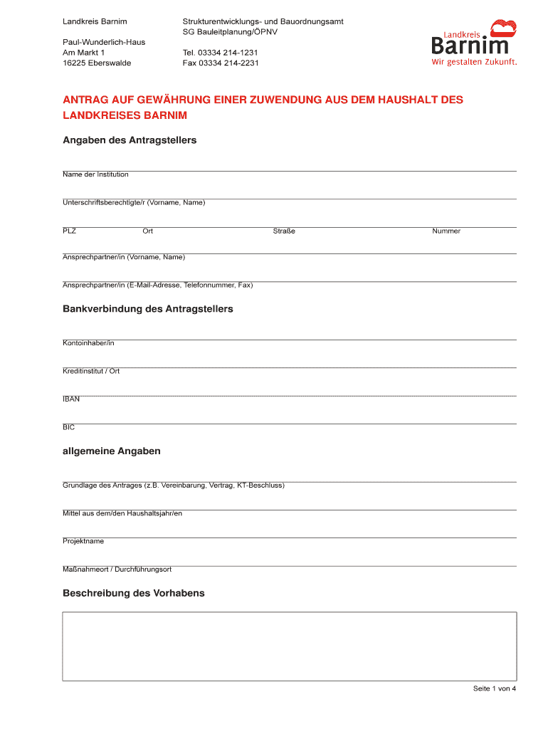 Ausfüllbar Online PNV-Antrag zur Gewhrung von Frdermitteln - Landkreis ...