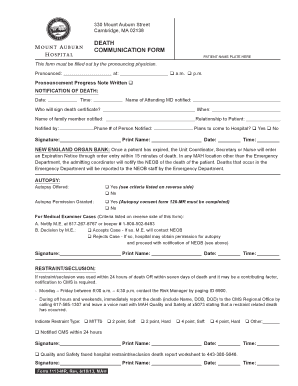 Fillable Online portal mah harvard DEATH COMMUNICATION FORM Fax Email ...