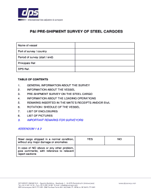 Fillable Online pre-shipment survey - standard report form.doc Fax ...