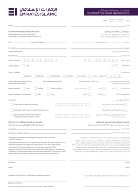 Fillable Online emiratesislamicbank Investment Time Deposit Application ...