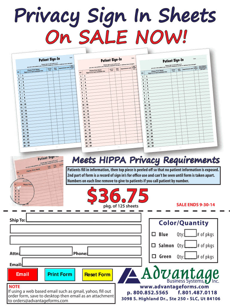 Fillable Online Sign In Sheets - Advantage Business Systems Inc Fax ...