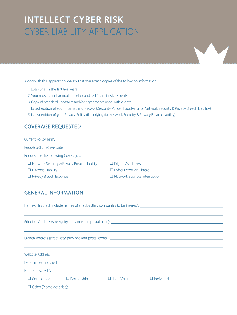 Fillable Online Cyber Renewal Application printable - The Sovereign ...