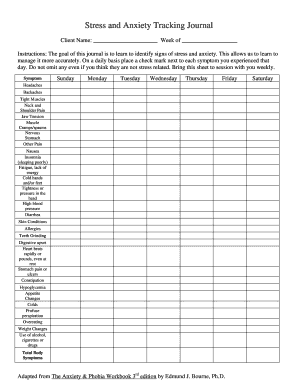Fillable Online Stress and Anxiety Tracking Journal Fax Email Print ...