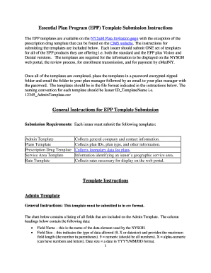 Fillable Online Essential Plan bProgramb EPP Template Submission ...