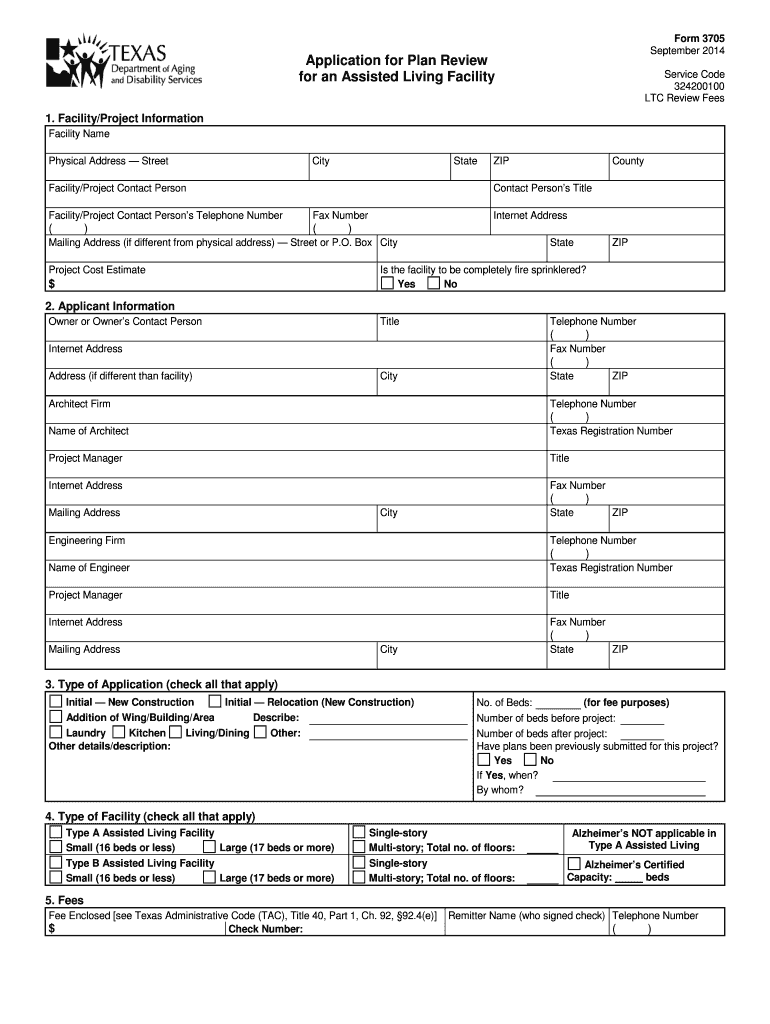 Fillable Online Form 3705 September 2014 Application for Plan Review ...