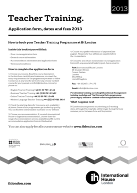 Fillable Online Teacher training bapplicationb form dates and fees ...