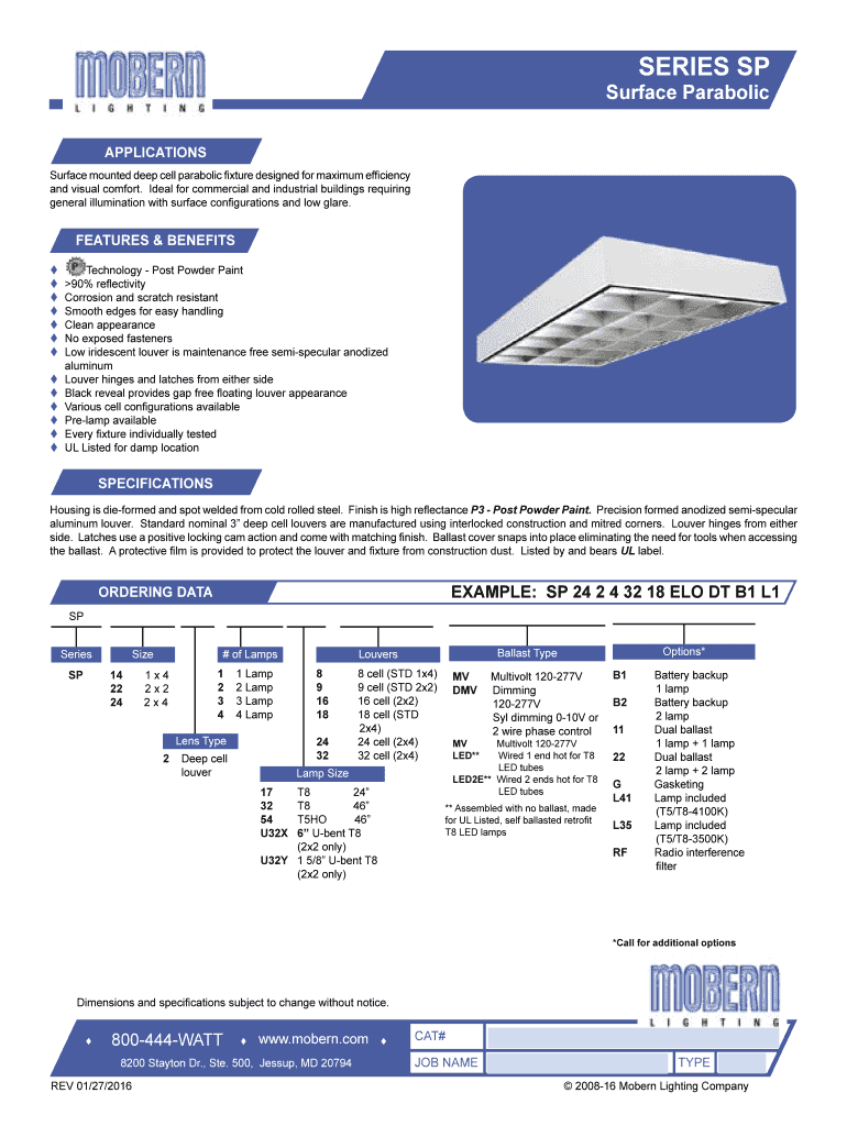 Fillable Online SERIES SP Surface Parabolic APPLICATIONS Surface ...