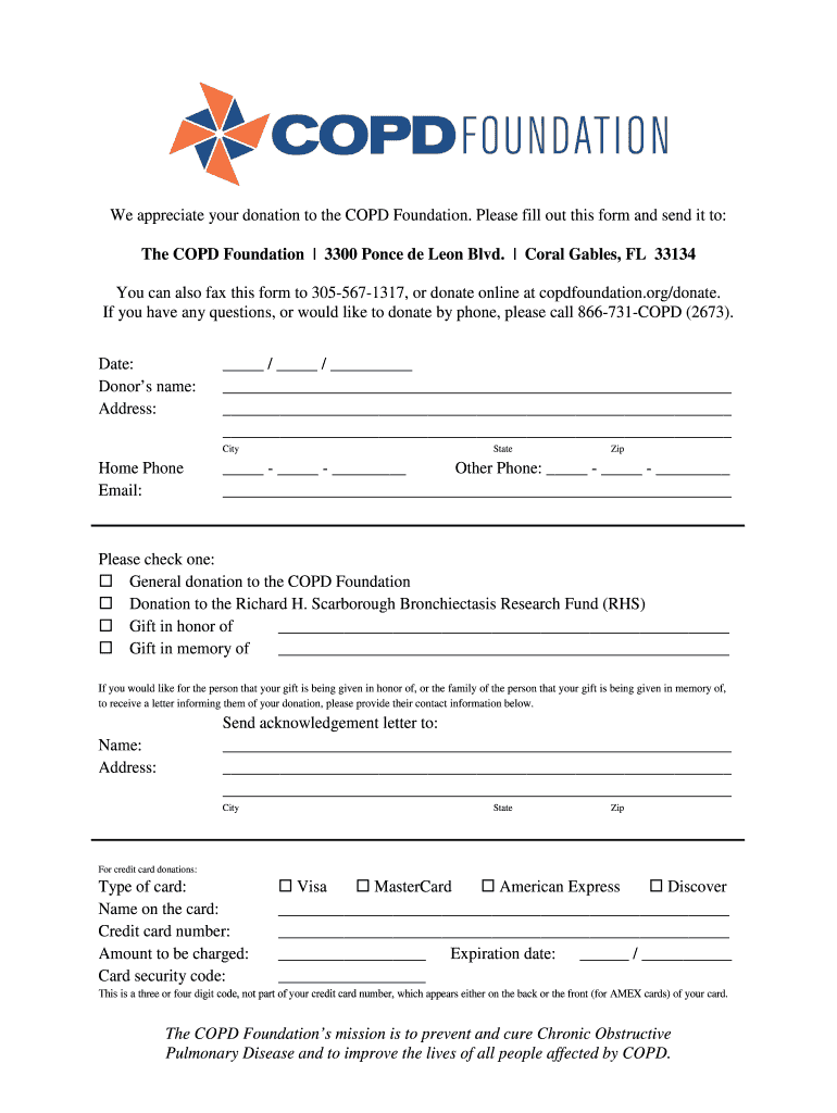 Fillable Online copdfoundation 3300 Ponce de Leon Blvd - COPD ...
