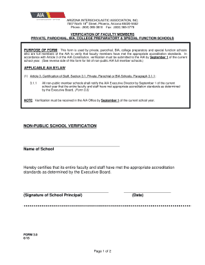 Fillable Online BFormb 30 Verification of Faculty Members - Arizona ...