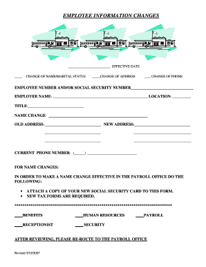 Fillable Online Employee Change bFormb Fax Email Print - pdfFiller