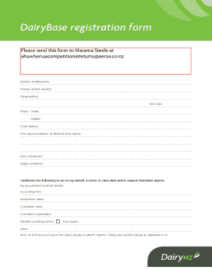 Fillable Online DairyBase registration form Fax Email Print - pdfFiller