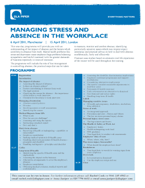 Fillable Online MANAGING STRESS AND AbSENCE IN THE WORkplACE Fax Email ...