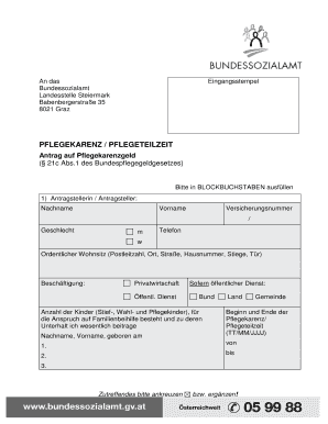 Ausfüllbar Online sozialministerium Antrag auf Pflegekarenzgeld Fax ...