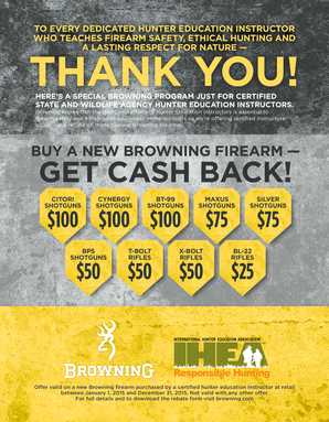 Fillable Online Hunter Education Instructors Offer Coupon - Browning ...