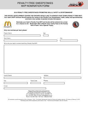 Fillable Online MVP Nomination Form - Hockey Development Centre for ...