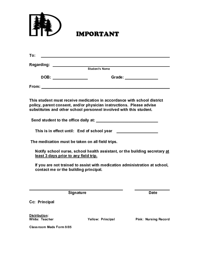 Fillable Online Classroom Medication Form.doc Fax Email Print - pdfFiller