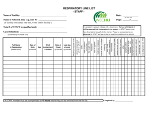 Fillable Online wechu Instruction for Respiratory Line List Staff ...