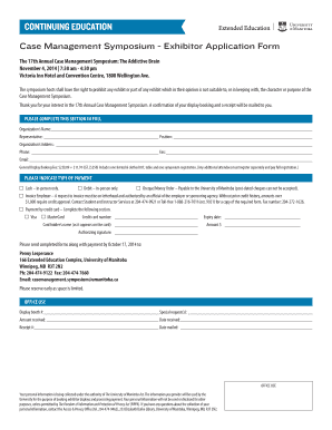 Fillable Online umanitoba Case Management Symposium Exhibitor Application Form Fax Email Print ...