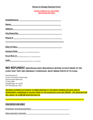 Fillable Online Person in charge payment form - Lincoln Trail District ...