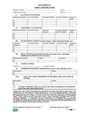 Fillable Online ASSET bCERTIFICATIONb Fax Email Print - pdfFiller