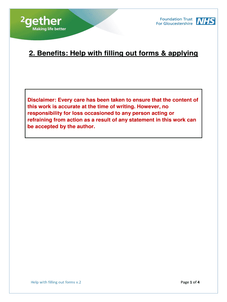 Fillable Online talk2gether nhs 2 Benefits Help with filling out forms ...