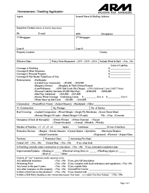 Fillable Online Homeowners Dwelling Application Fax Email Print - pdfFiller