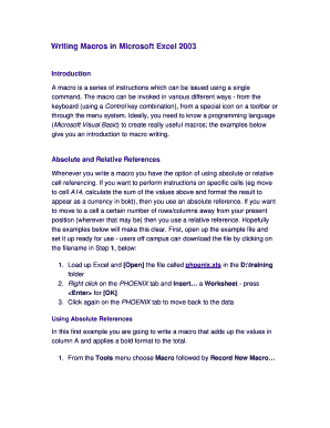 Fillable Online A macro is a series of instructions which can be issued ...