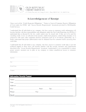 Fillable Online FCRA Security Guidelines Acknowledgement of Receipt Fax ...