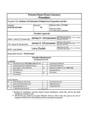 Fillable Online Princeton Plasma Physics Laboratory Procedure Procedure Title: Modular Coil ...