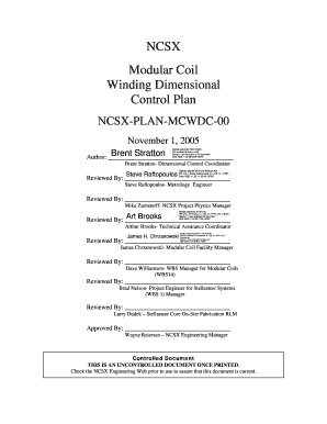 Fillable Online NCSX Modular Coil Winding Dimensional Control Plan Fax ...