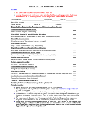 Fillable Online CHECK LIST FOR SUBMISSION OF CLAIM Fax Email Print ...