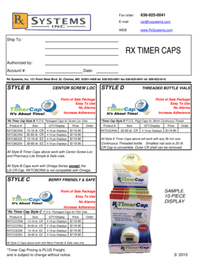 Fillable Online Rx Timer Cap All Styles 030115 w pic.xls Fax Email ...